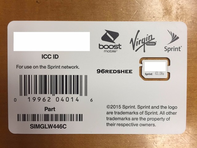 Sprint Boost Virgin Mobile Nano SIM Card ICCID SIMGLW446C | eBay